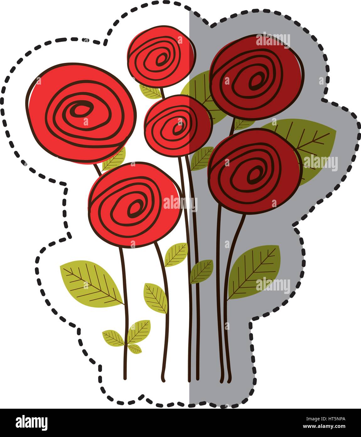 red round roses with leaves icon Stock Vector Image & Art - Alamy