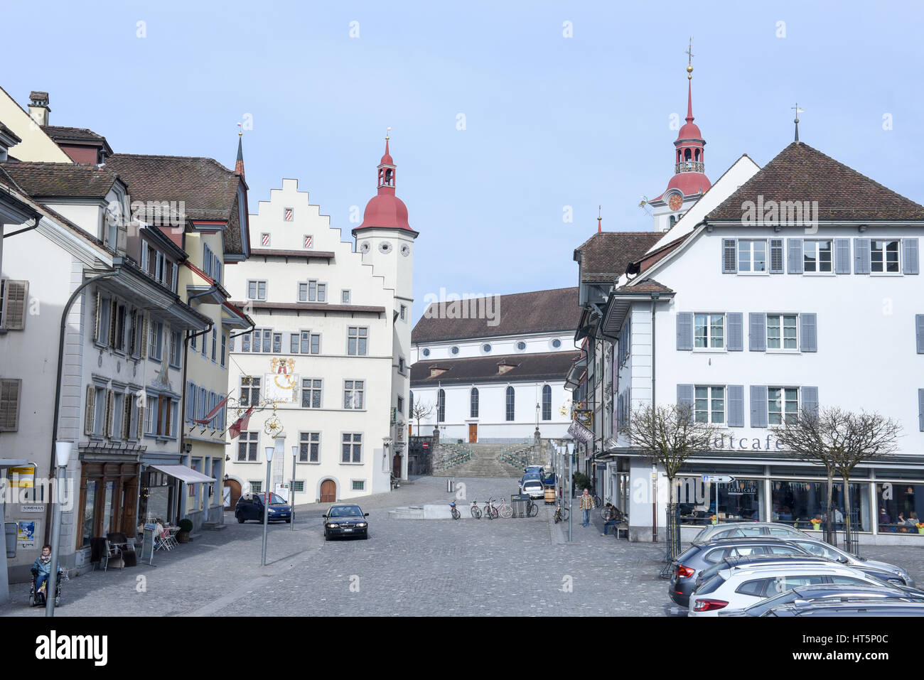 Sursee, Switzerland - 4 March 2017: medieval houses of the village of ...