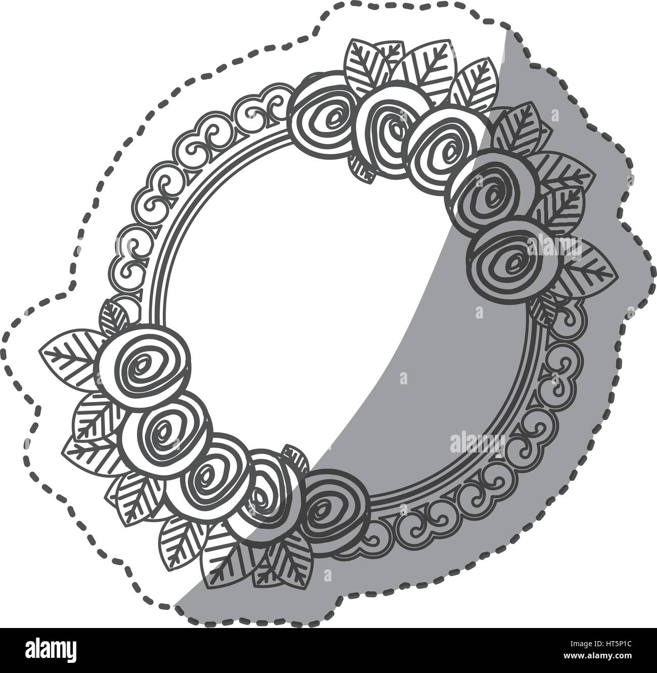 silhouette round emblem with roses icon Stock Vector Image & Art - Alamy