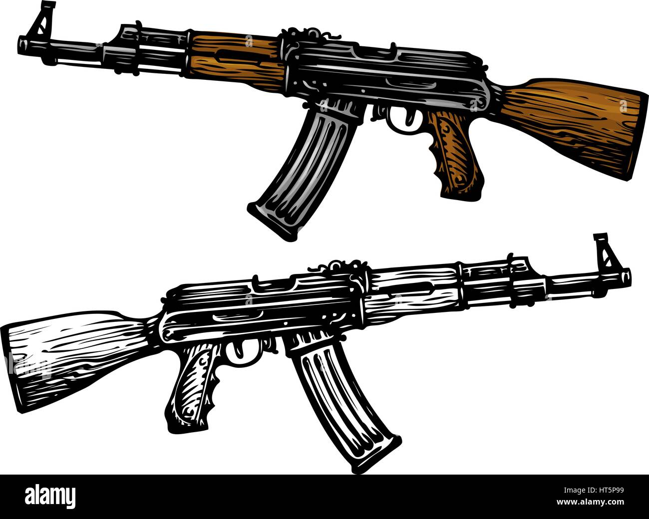 Weaponry, armament symbol. Automatic machine AK 47. Kalashnikov assault ...