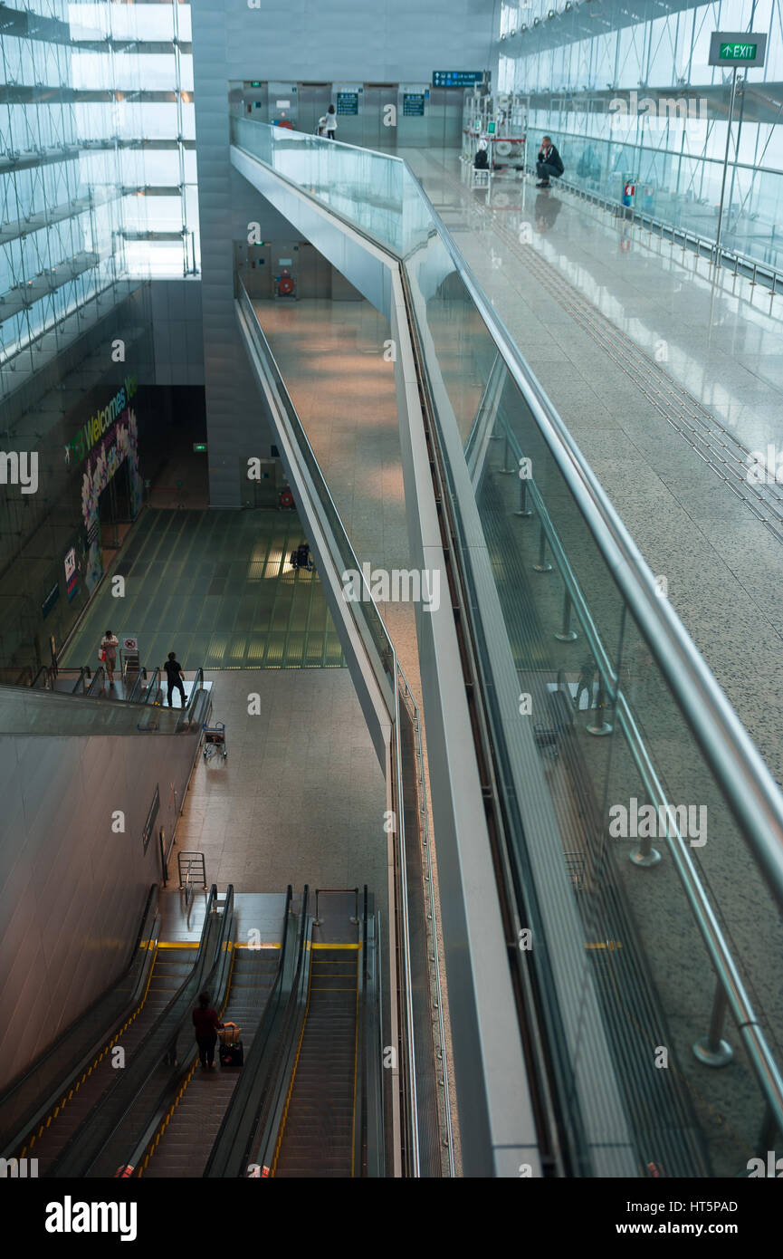 16.01.2017, Singapore, Republic of Singapore, Asia - Escalators lead ...