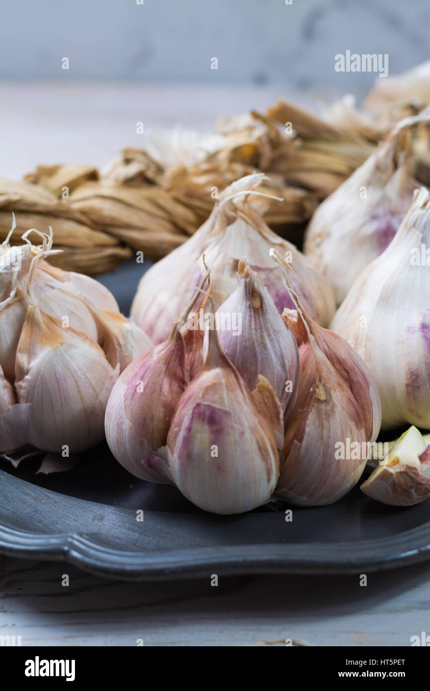 Garlic. Dried French garlic. Red garlic. Violet garlic.Garlic ...