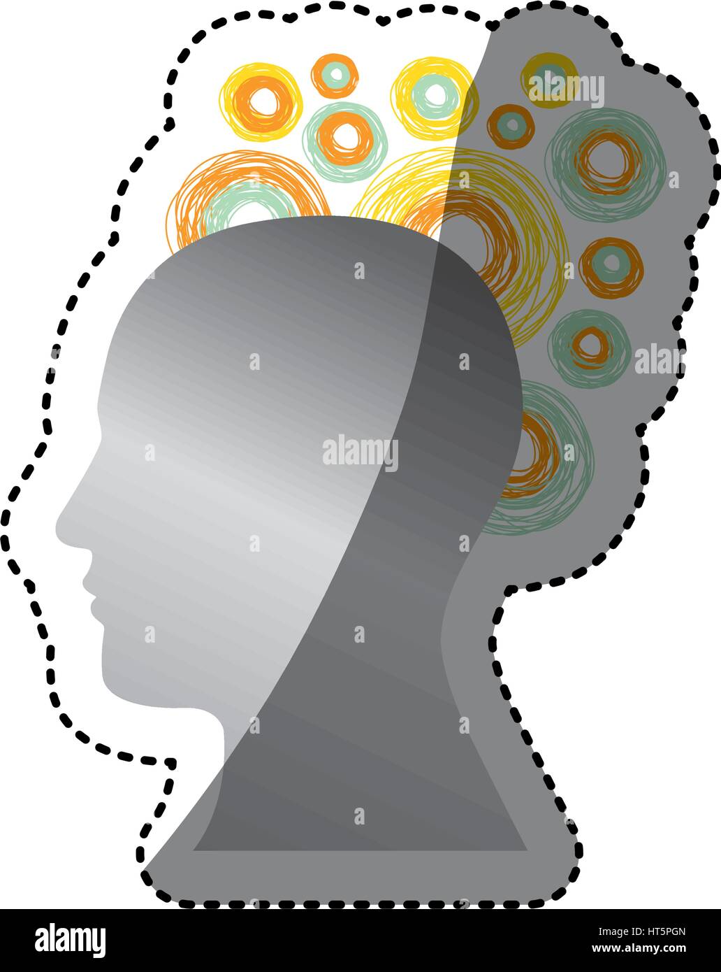 silver contour human with color bubbles icon Stock Vector Image & Art ...