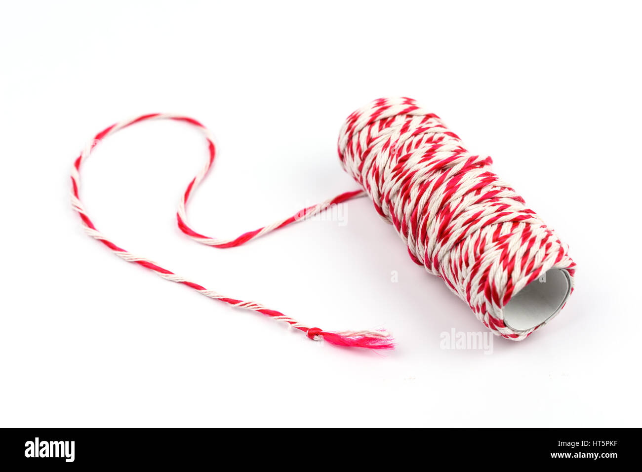close up and detail red white rope isolated on white background Stock ...