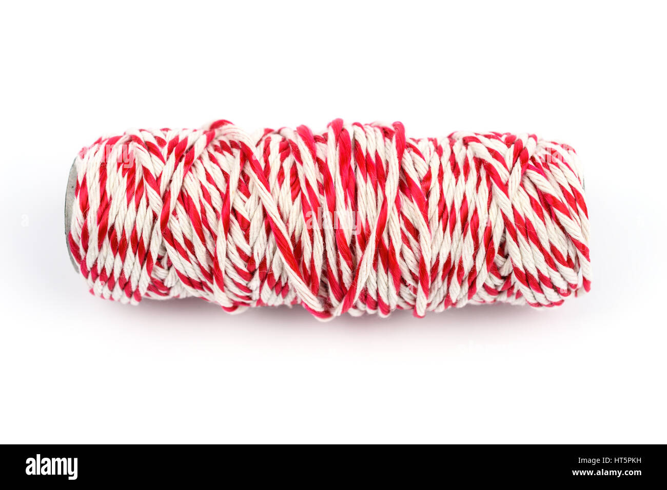 close up and detail red white rope isolated on white background Stock ...