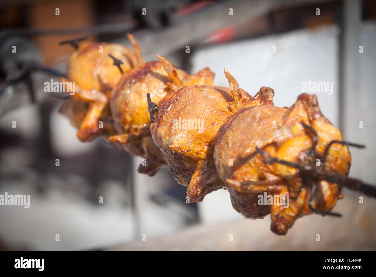Rotating machine are grilled chicken, whole chicken Stock Photo - Alamy