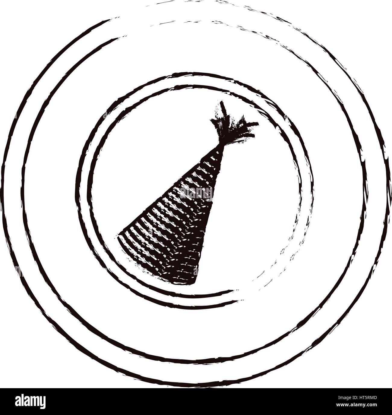 figure round emblem with party hat icon Stock Vector Image & Art - Alamy