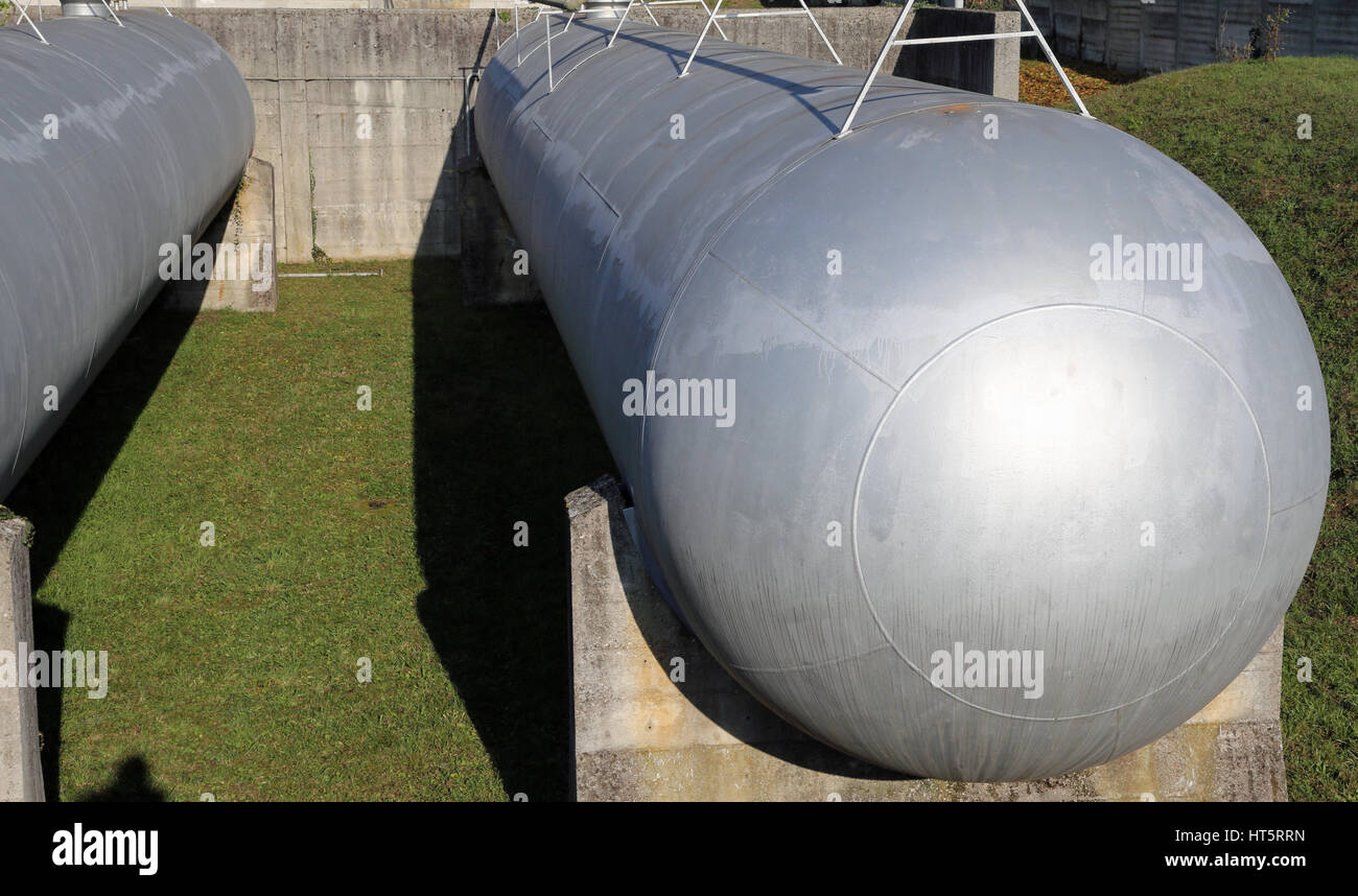 giant cylindrical container for the storage of gas in a controlled area ...
