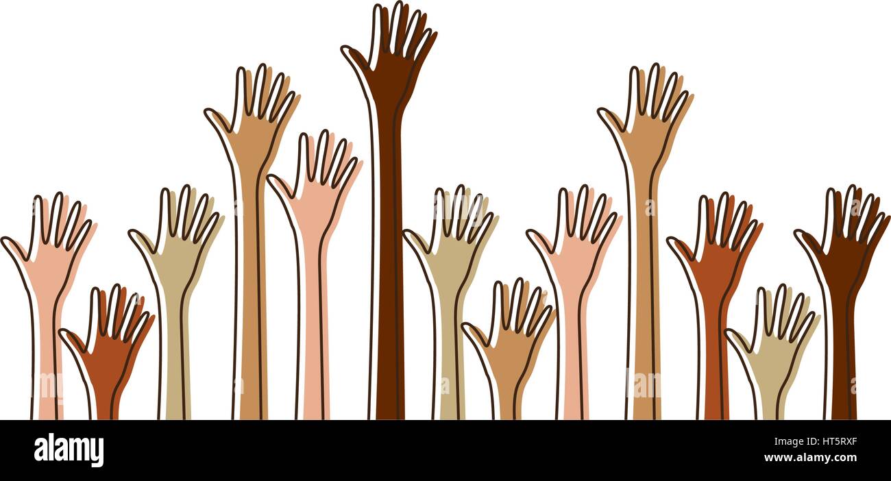 color hands stand up Stock Vector Image & Art - Alamy