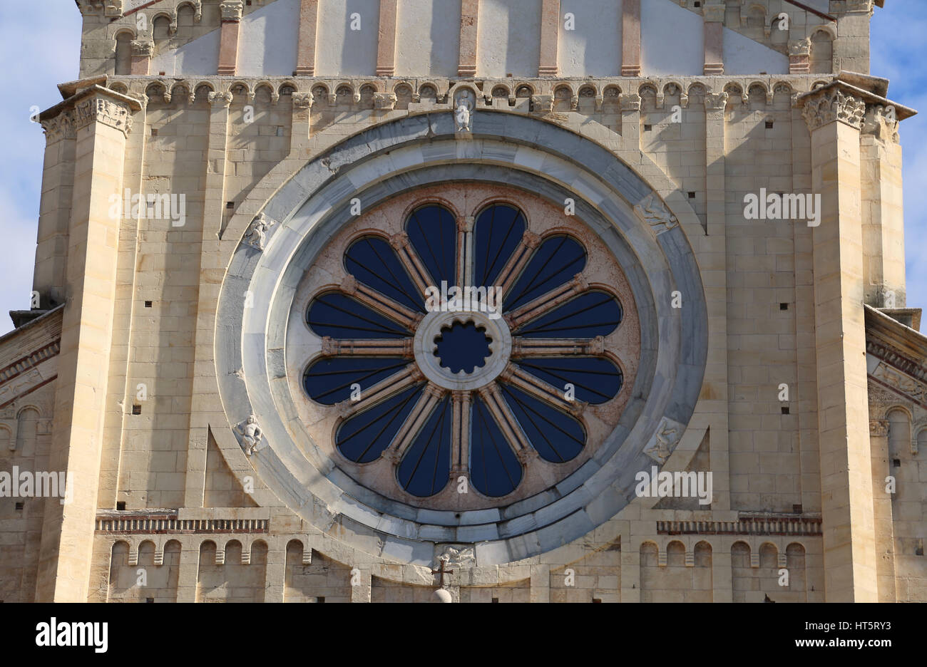 Rose window in the facade of the Basilica of San Zeno in Verona in ...