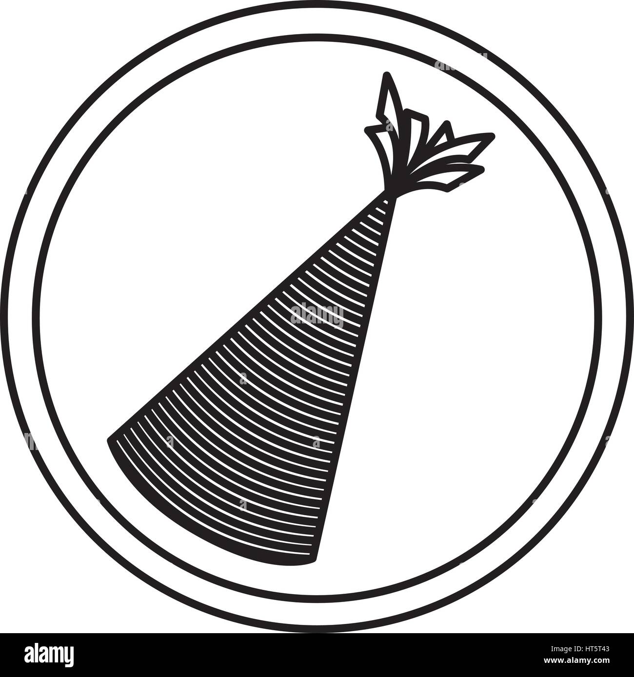 silhouette round emblem with party hat icon Stock Vector Image & Art ...