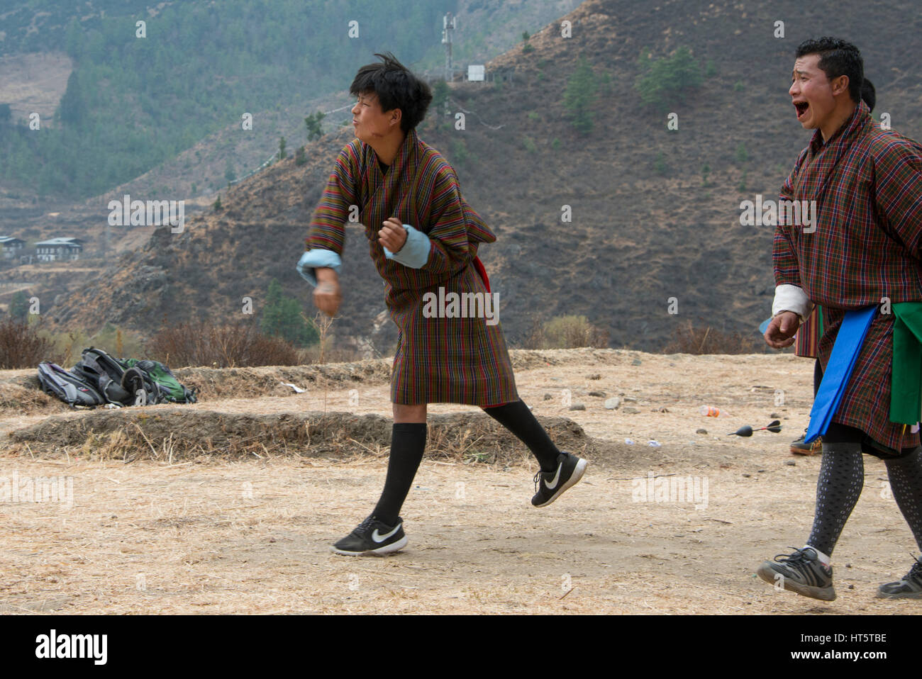 Bhutan, Paro, capital of Paro District aka Dzongkhag. Khuru (darts ...