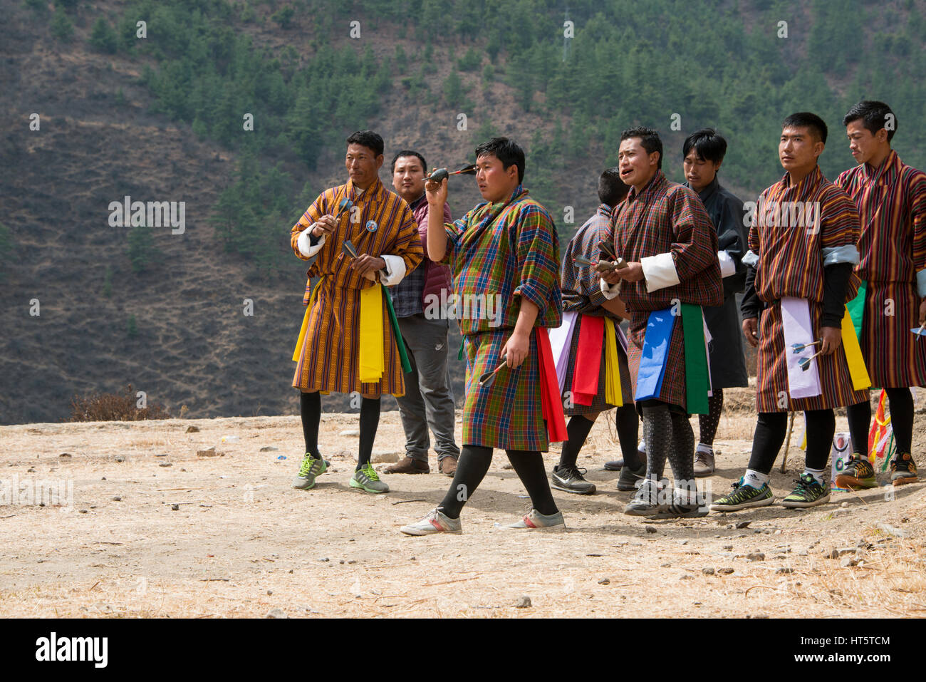 Bhutan, Paro, capital of Paro District aka Dzongkhag. Khuru (darts ...