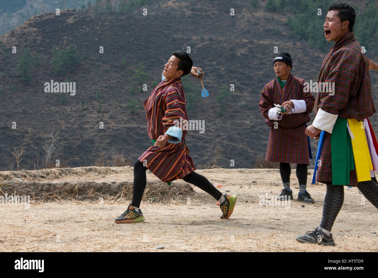 Bhutan, Paro, capital of Paro District aka Dzongkhag. Khuru (darts ...