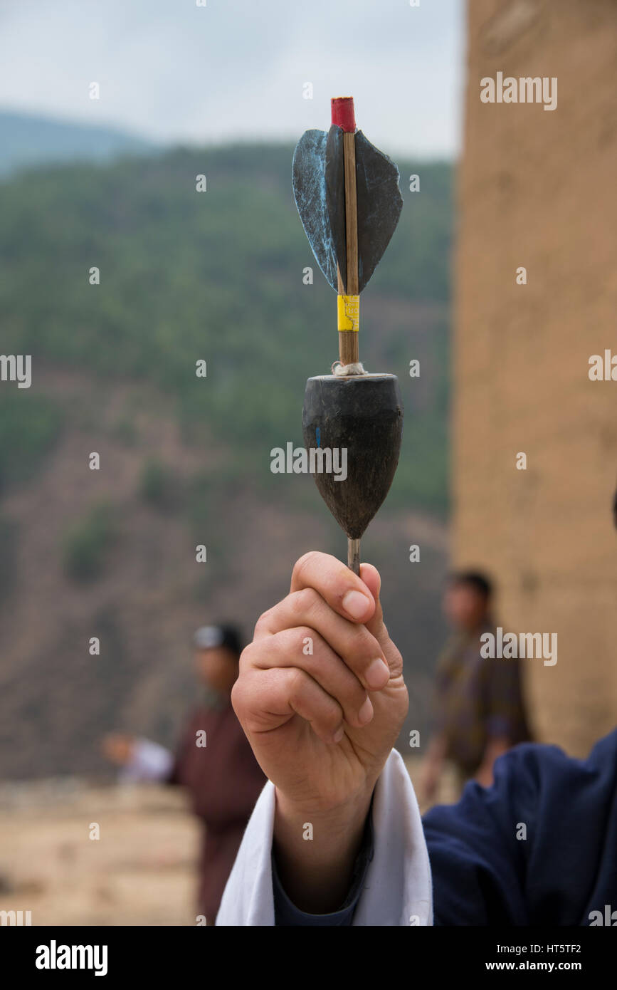 Bhutan, Paro. Khuru (darts) traditional Bhutanese sport of throwing ...