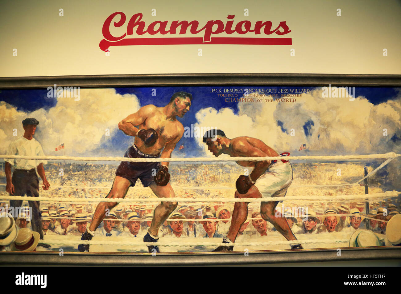 Oil painting of Dempsey-Willard Fight by James Montgomery Flagg display ...