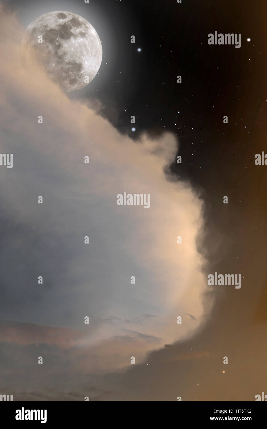 Moon above clouds hi-res stock photography and images - Alamy