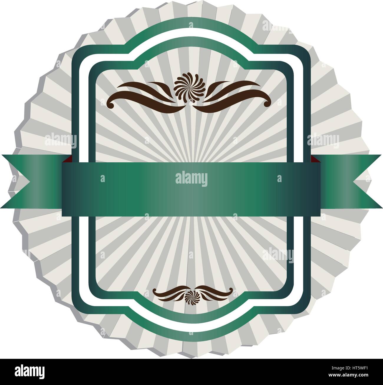 green emblem with ribbon decoration icon Stock Vector Image & Art - Alamy