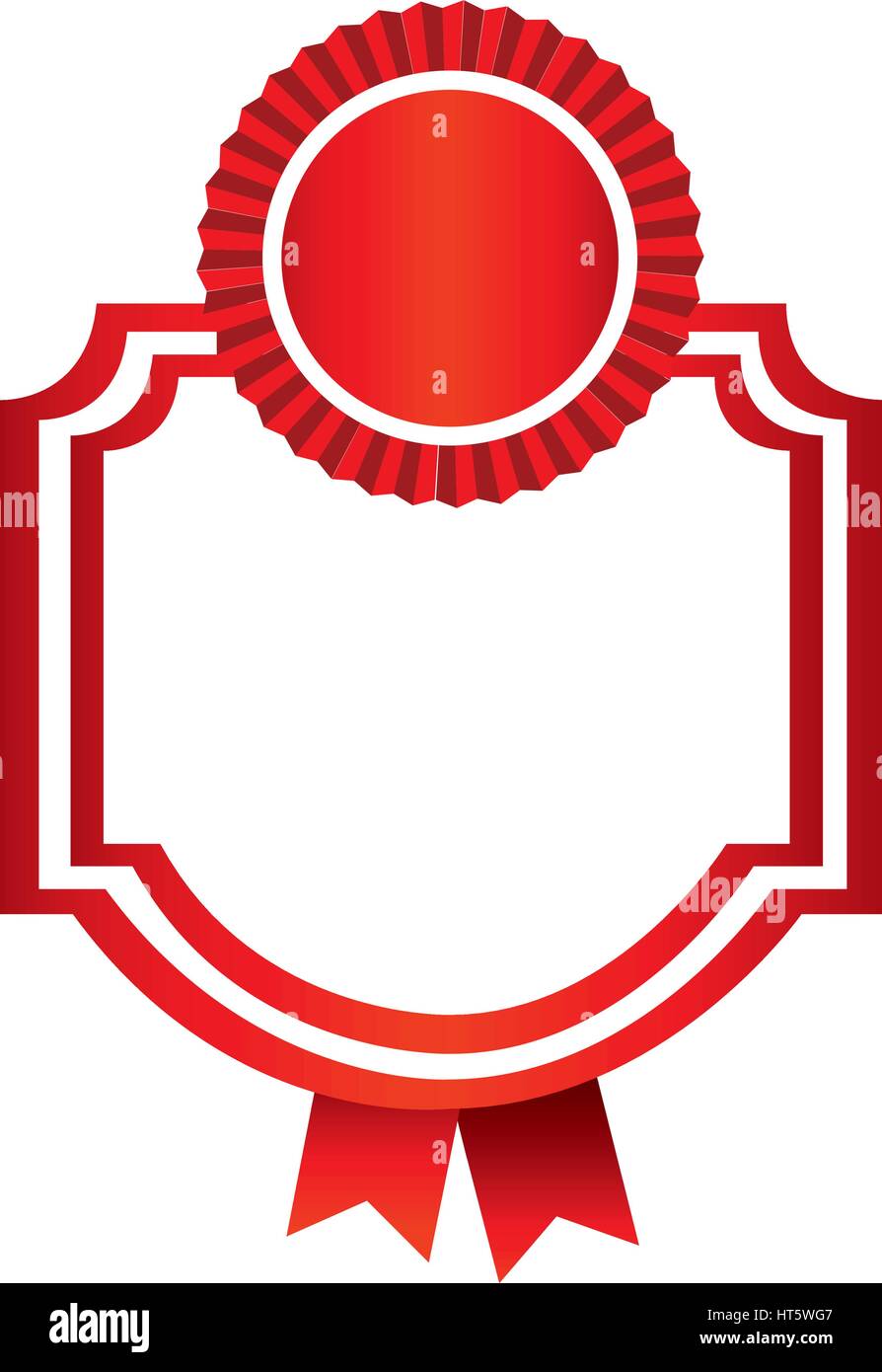 red emblem with ribbon decoration icon Stock Vector Image & Art - Alamy