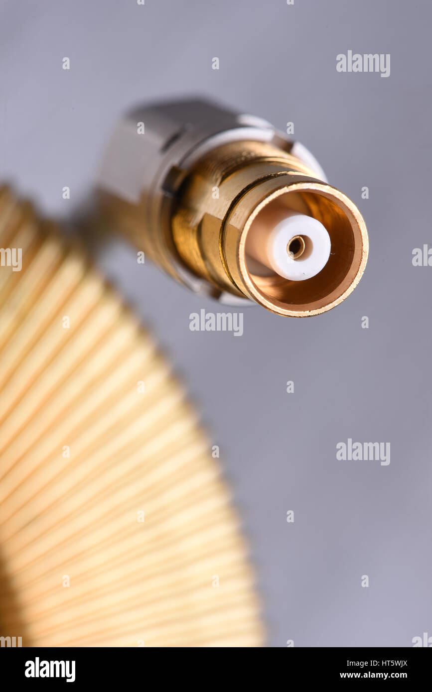 Close up coaxial cable in telecommunication systems Stock Photo - Alamy