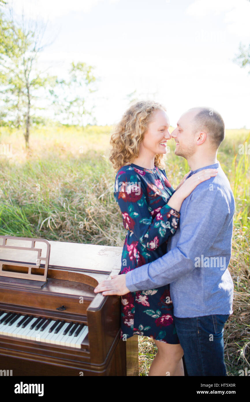 Music Lovers in a Field Stock Photo - Alamy