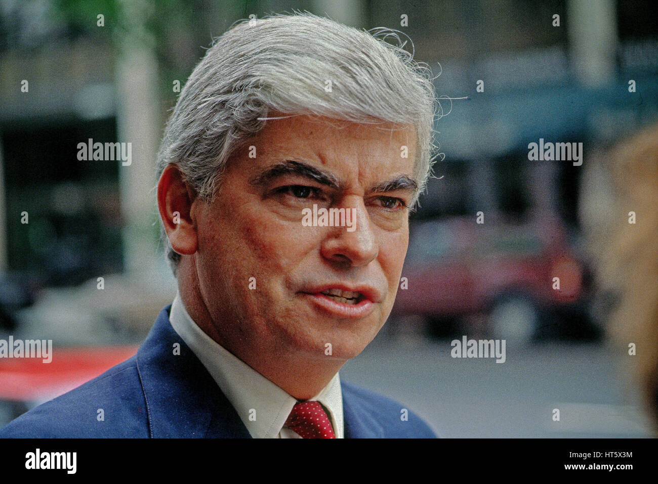 Democratic Senator Chris Dodd of Connecticut talks with reporters ...