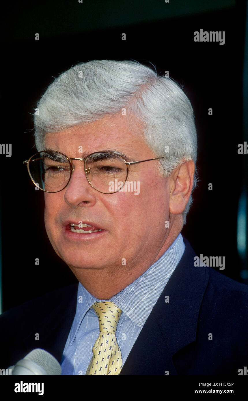 Democratic Senator Chris Dodd of Connecticut talks with reporters ...