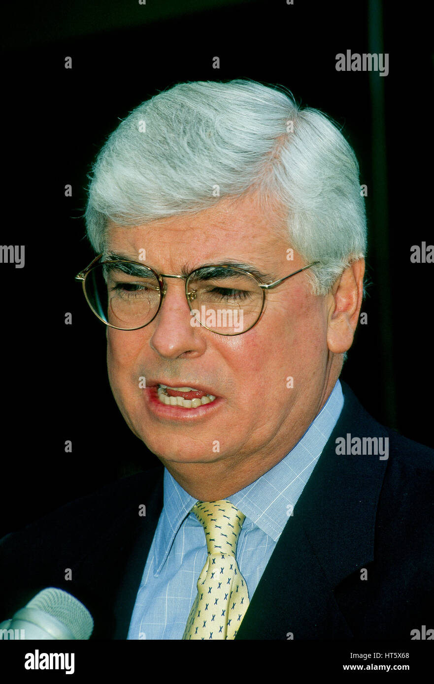 Democratic Senator Chris Dodd of Connecticut talks with reporters ...