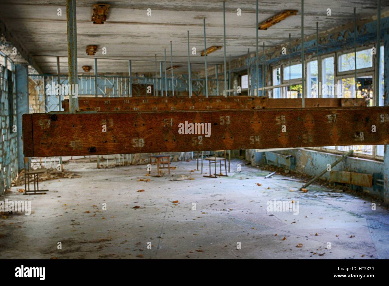 Abandoned Building Interior in school in Prypiat town in Chernobyl Zone ...