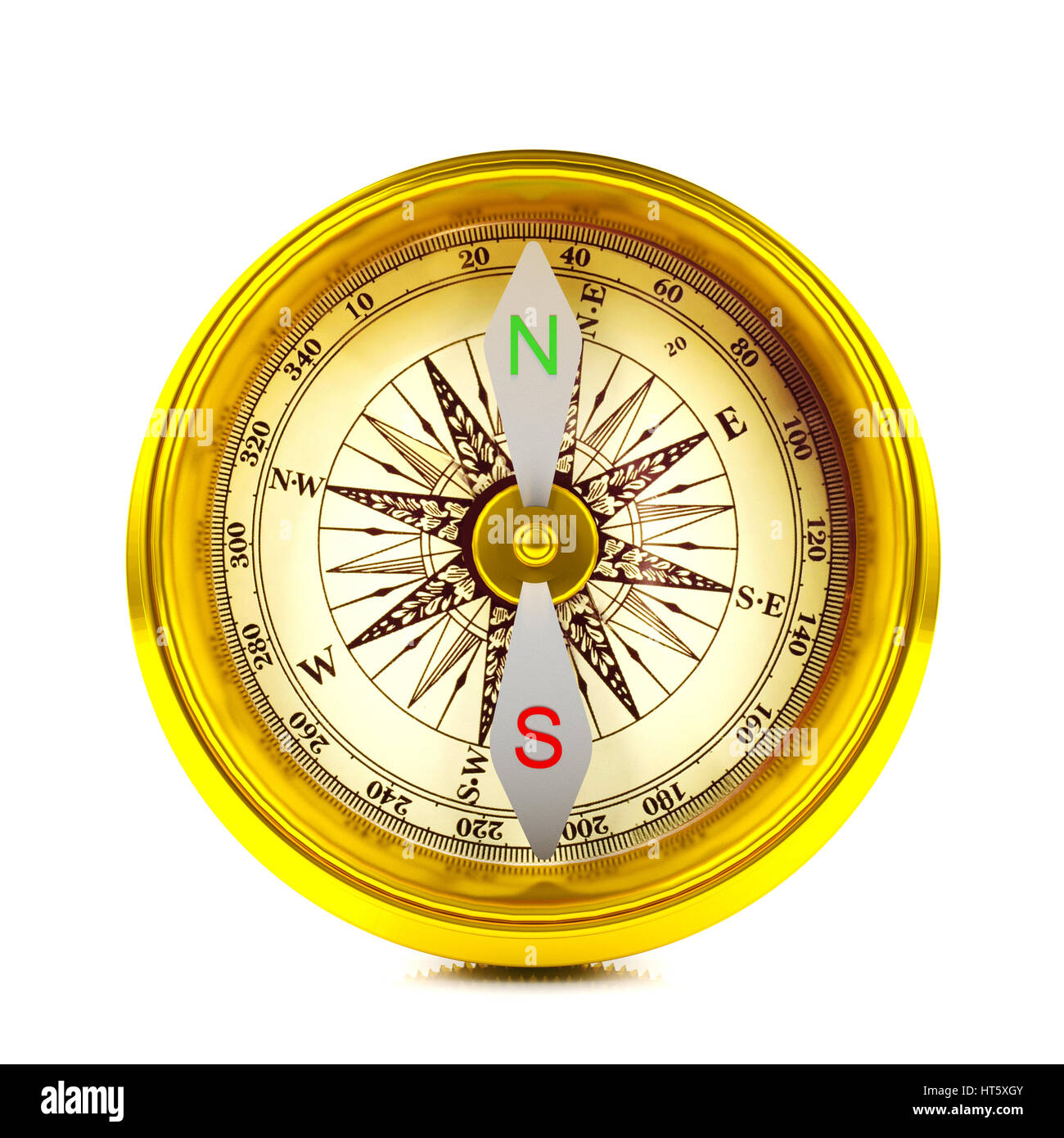Vintage golden compass isolated on white background Stock Photo - Alamy