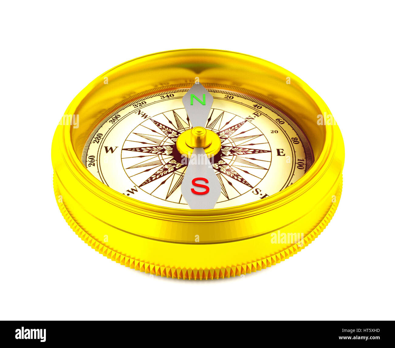 Vintage golden compass isolated on white background Stock Photo - Alamy
