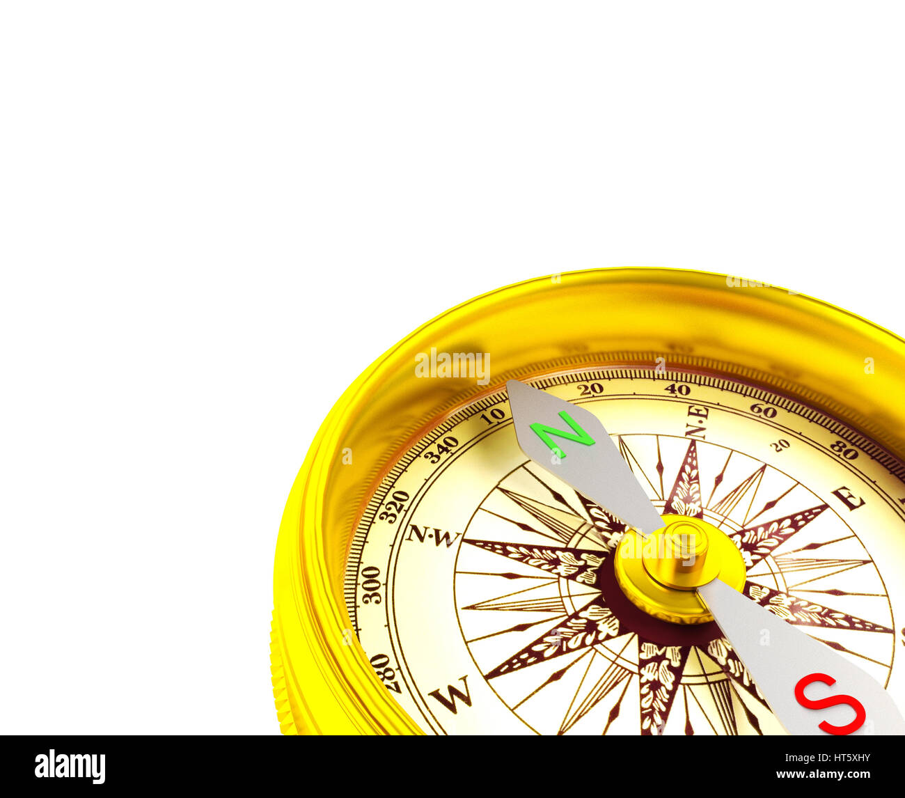 Vintage golden compass isolated on white background Stock Photo - Alamy