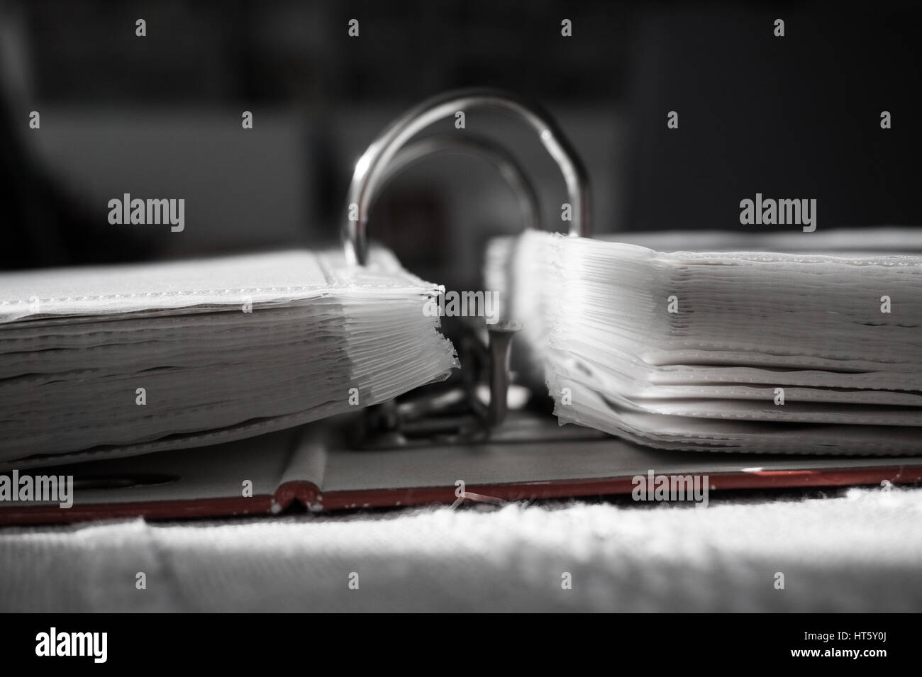 Detail of an open folder with files. Close-up Stock Photo - Alamy