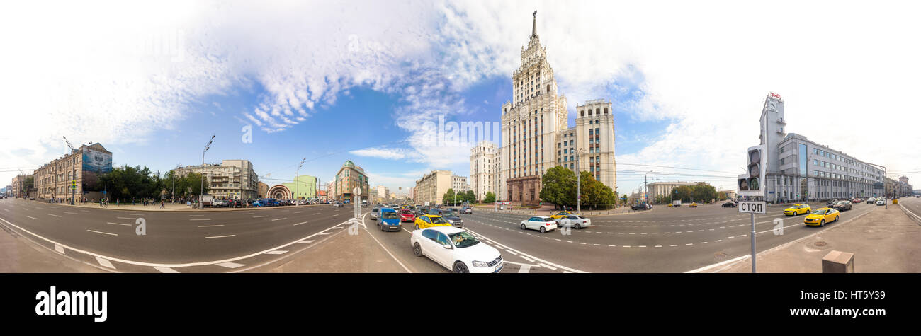 MOSCOW - AUGUST 19, 2016: 360 panoramic view of Garden-Spasskaya avenue ...