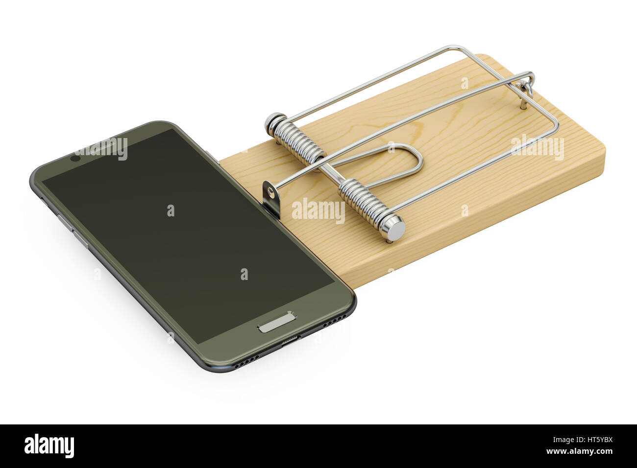 mousetrap with smartphone, 3D rendering isolated on white background ...