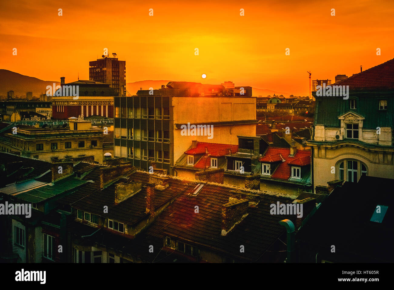 Sunset in Sofia city old town Bulgaria Stock Photo - Alamy