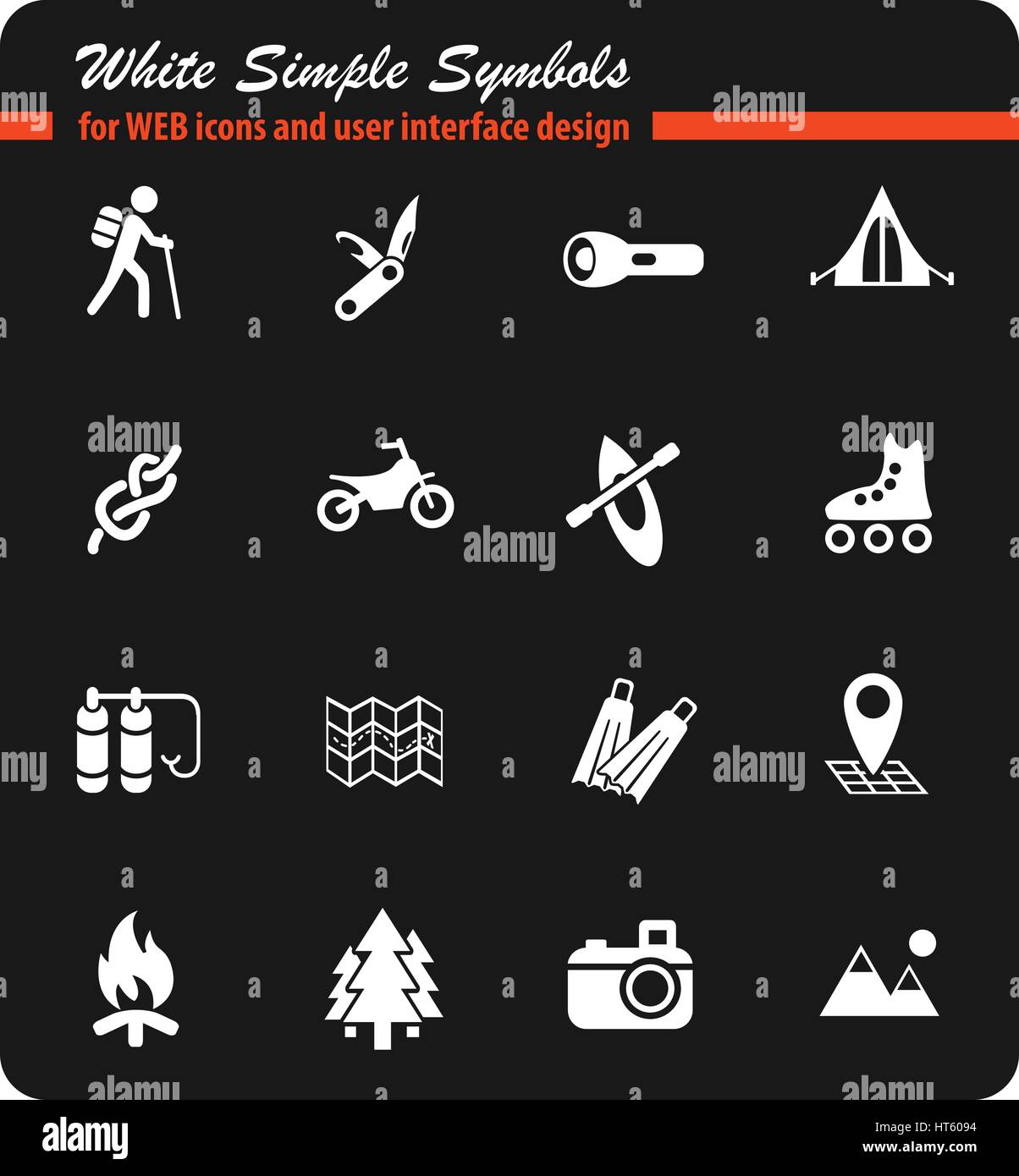 active recreation white simply symbols for web icons and user interface ...