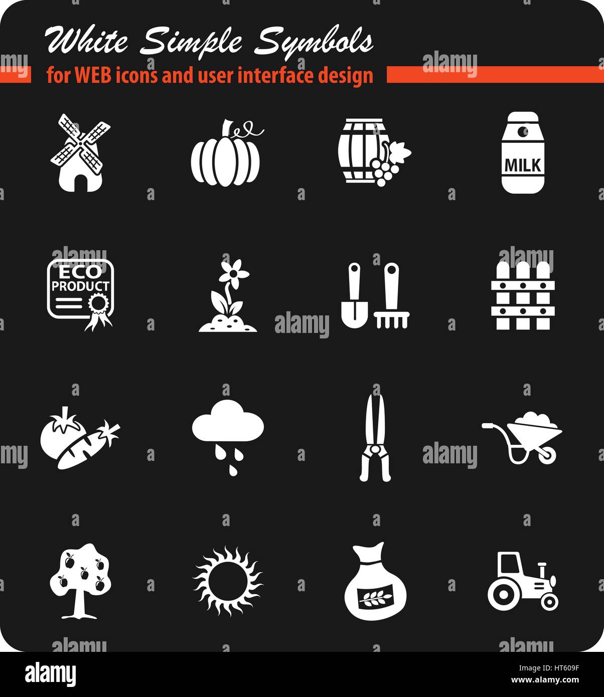 agriculture white simple symbols for web icons and user interface ...