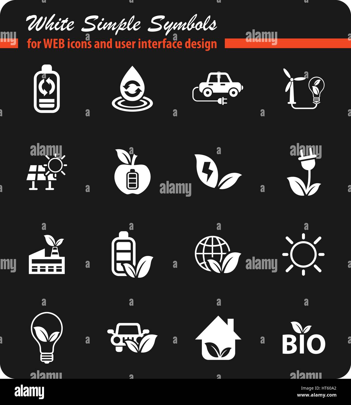 alternative energy white simple symbols for web icons and user ...