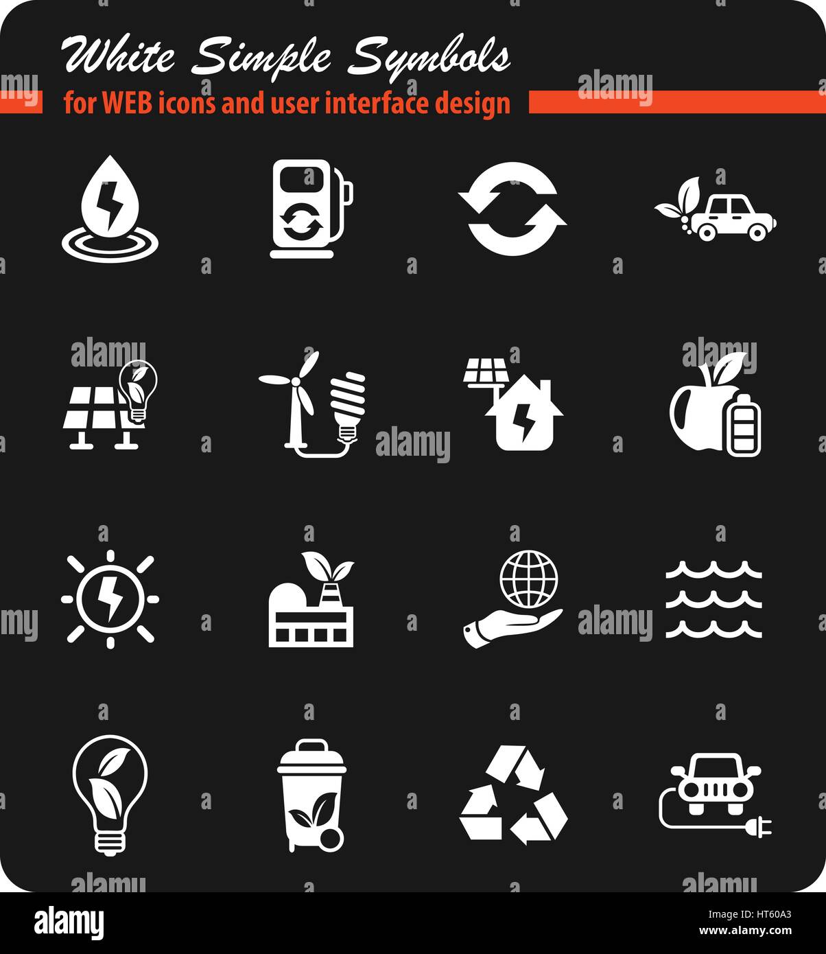 alternative energy white simple symbols for web icons and user ...
