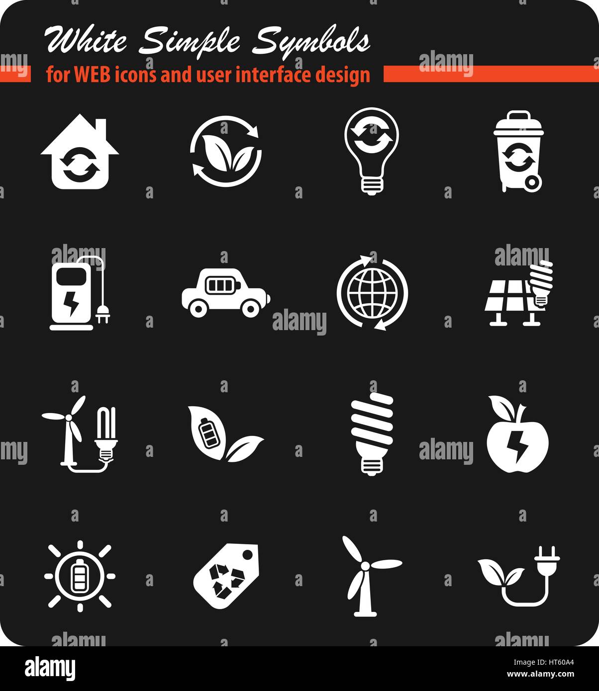 alternative energy white simple symbols for web icons and user ...