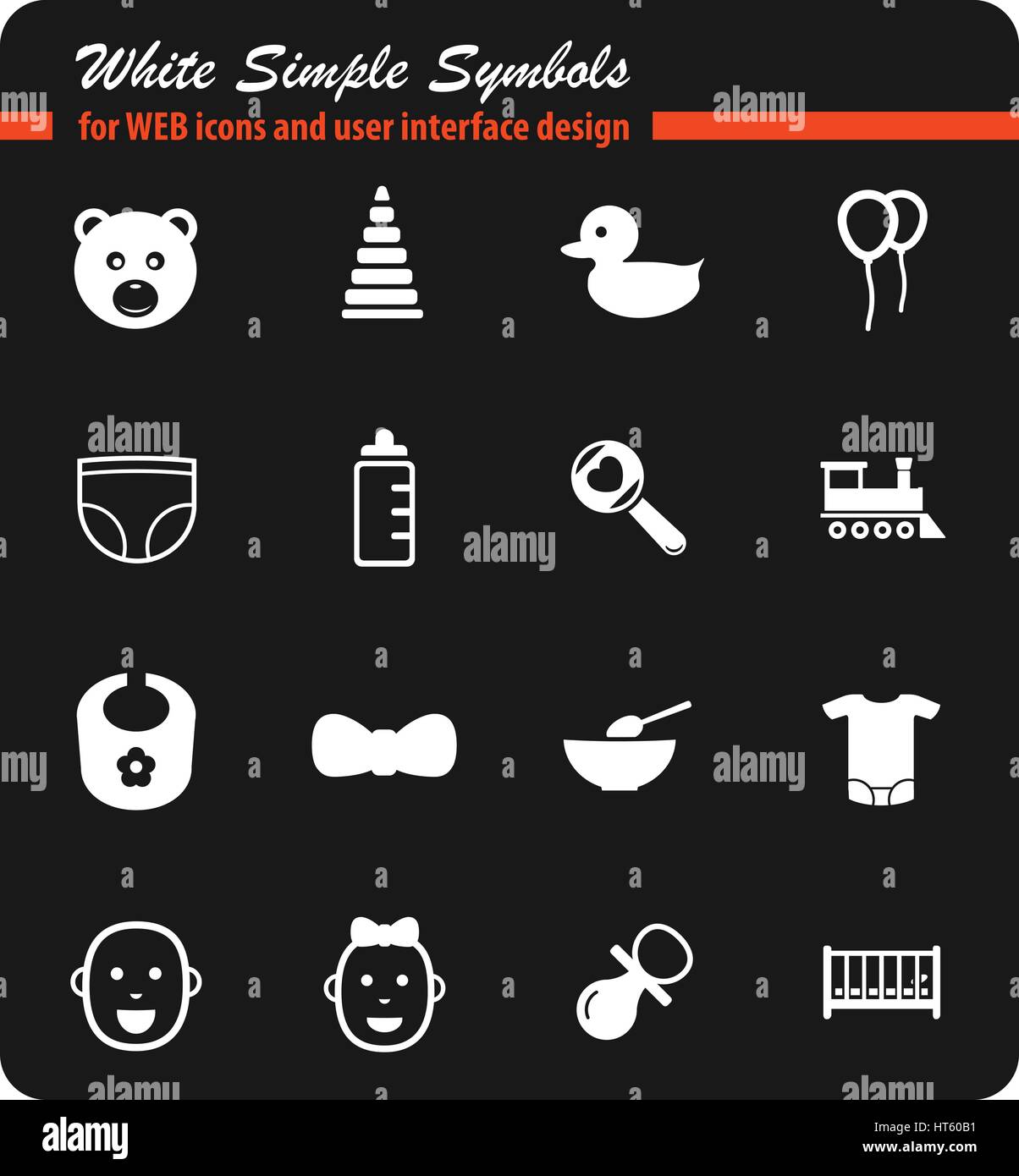 Baby white simply symbols web Stock Vector Images - Alamy