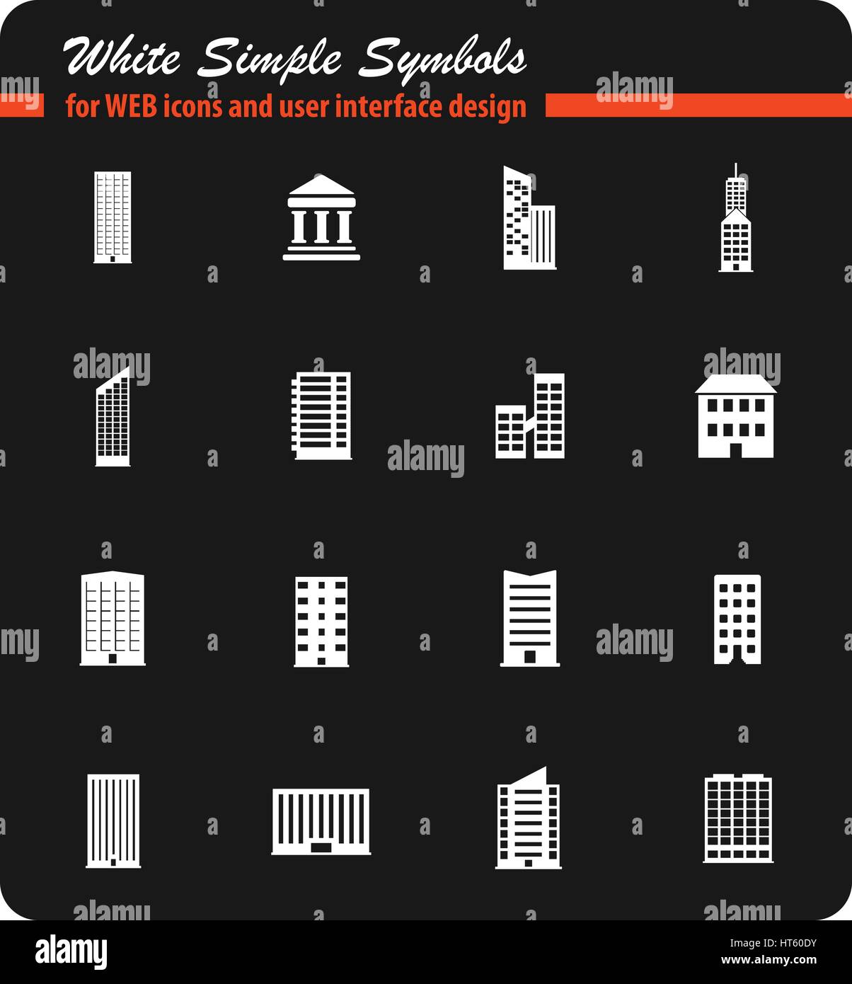 building white simply symbols for web icons and user interface design ...