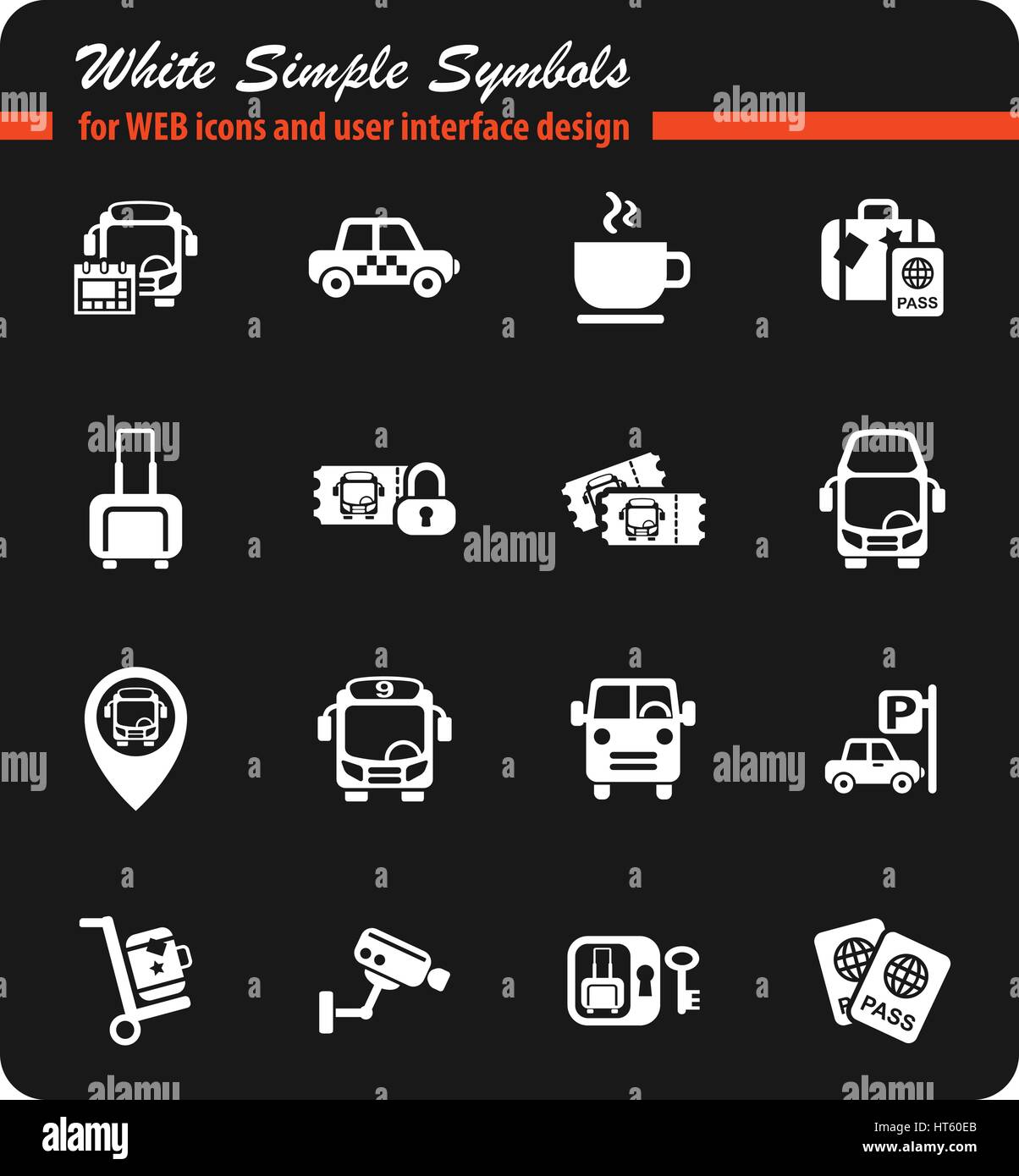 bus station white simple symbols for web icons and user interface ...