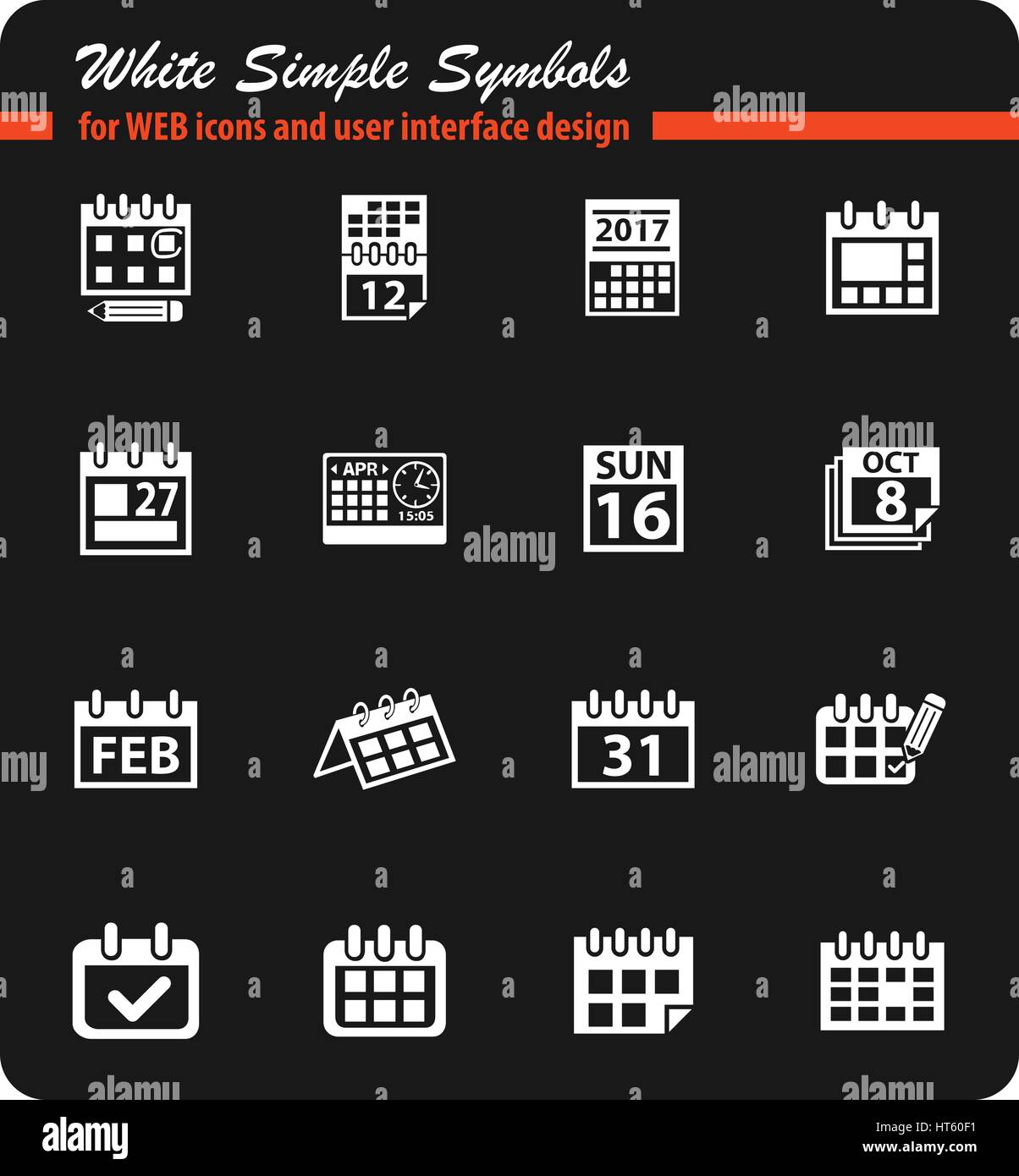 calendar white simple symbols for web icons and user interface design ...