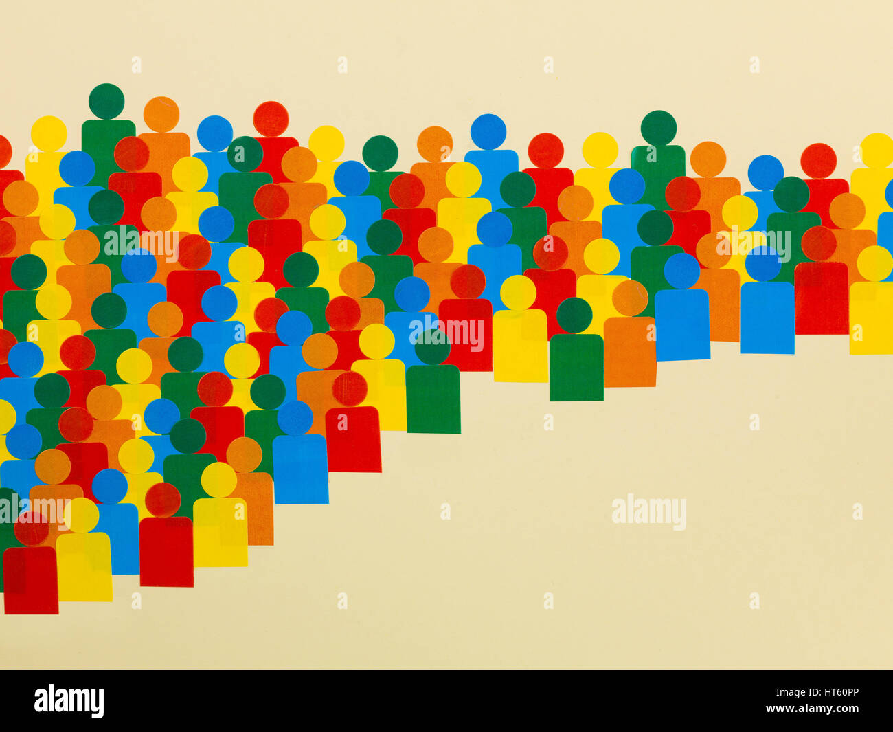Illustration of a Crowd of Multicolored People Against a Cream ...