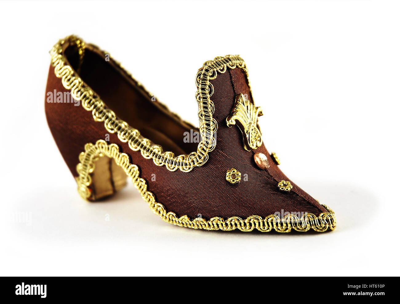 Vintage Princess shoe with gold embroidery Stock Photo - Alamy