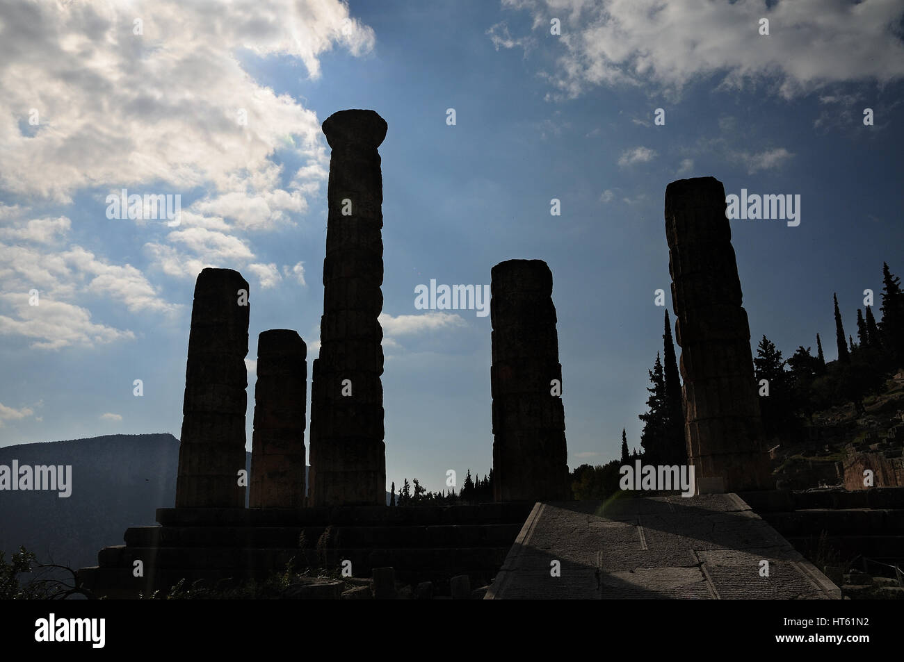 Columns of the Temple of Apollo at Delphi, Greece Stock Photo - Alamy