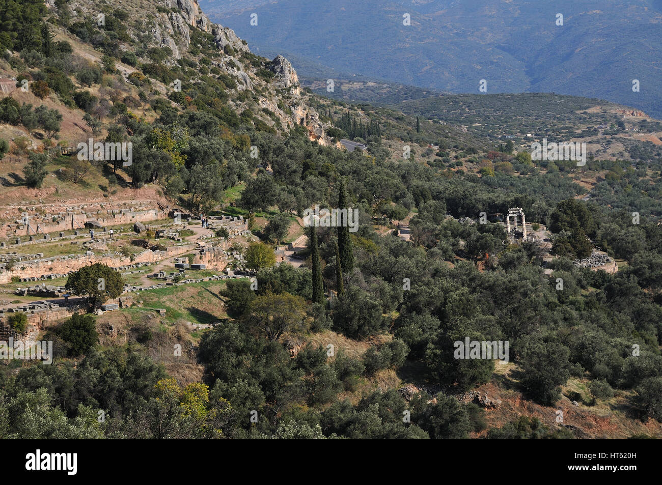 Temple of Athena pronoia at Delphi oracle archaeological site in Greece ...