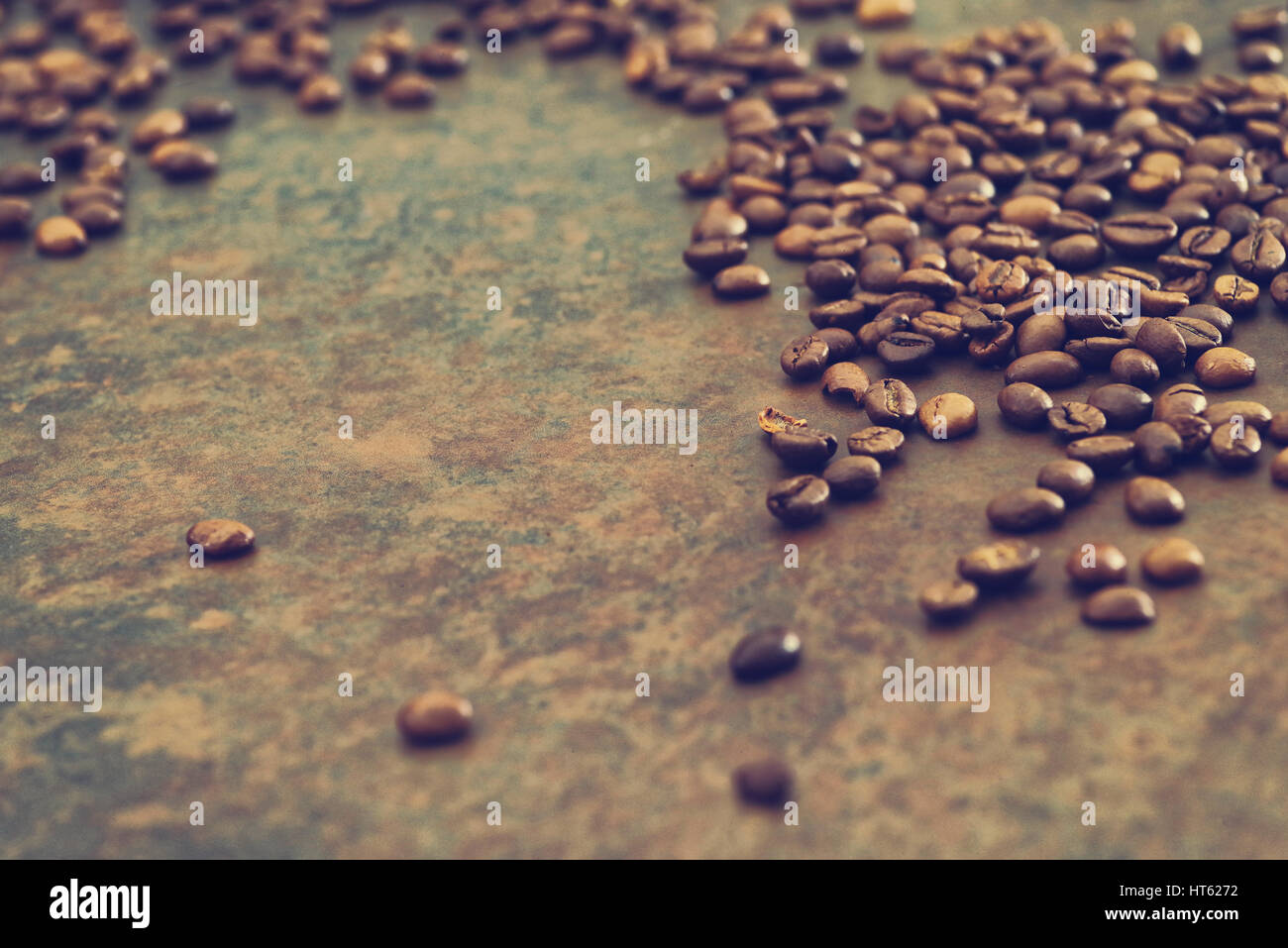 Coffee beans on stone table/coffee background Stock Photo - Alamy